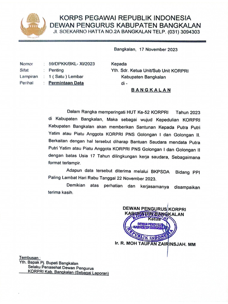 Surat Santunan KORPRI | PDF