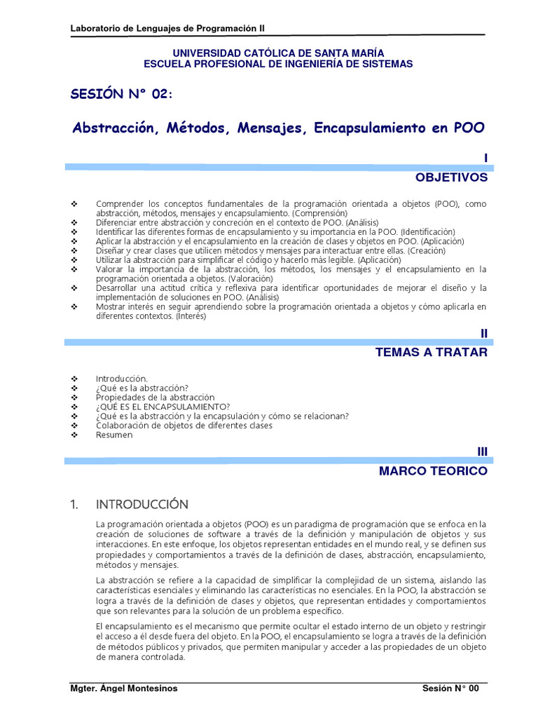 Guía de Prácticas de Lenguajes de Programación II #02 - 2023 | PDF | Objeto (informática ...