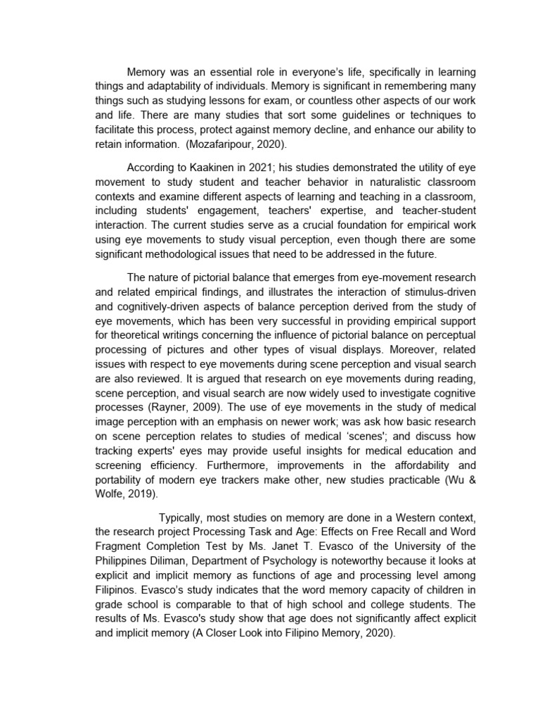 RRL Suggestion | PDF | Perception | Memory