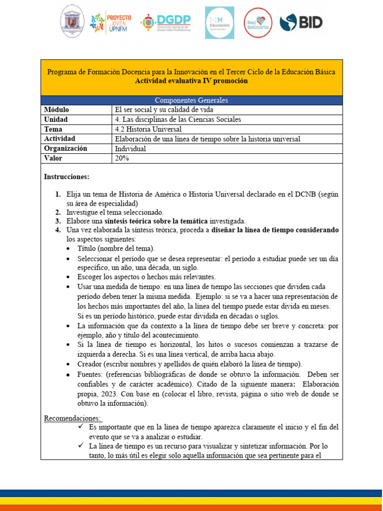 Plan instructivo Linea de tiempo CCSS_MódEl ser social y su calidad de vida_IV PROM | PDF ...