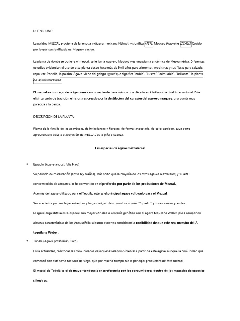 MEZCAL Proceso de Elaboracion Cocteleria | PDF | Botánica | Plantas