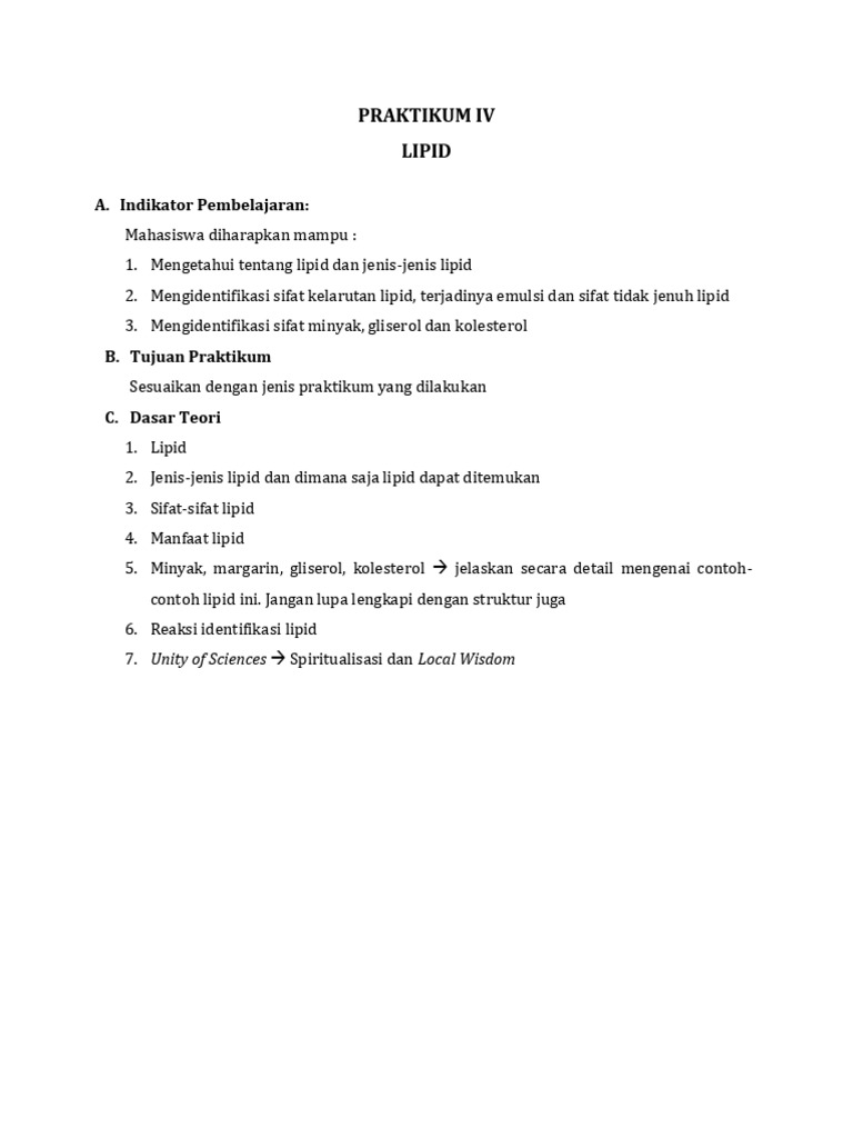 Praktikum Biokimia Acara 4 (Lipid) | PDF