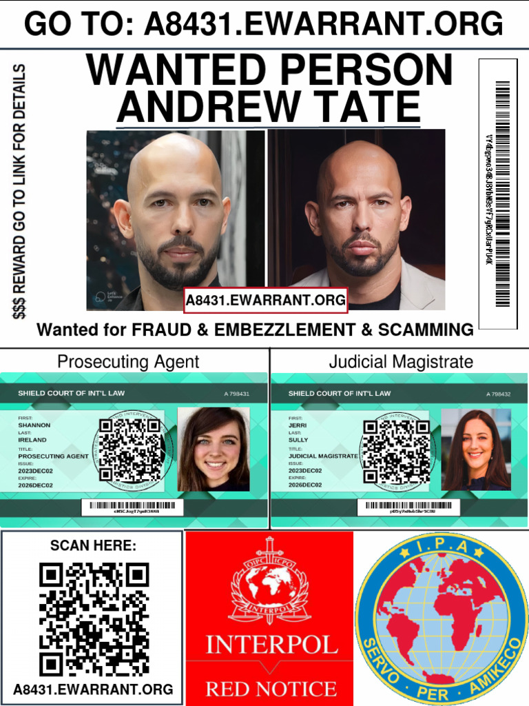 Andrew Tate Arrest Warrant | PDF