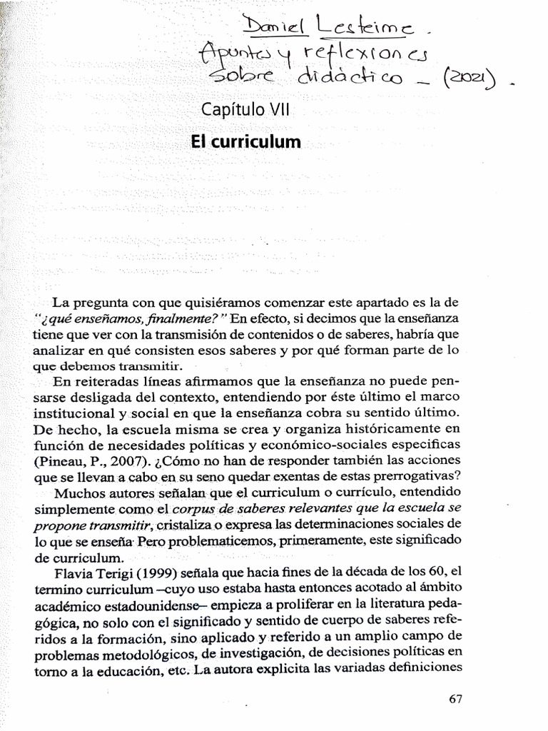 El Curriculum - Daniel Lesteime | PDF | Plan de estudios | Enseñando