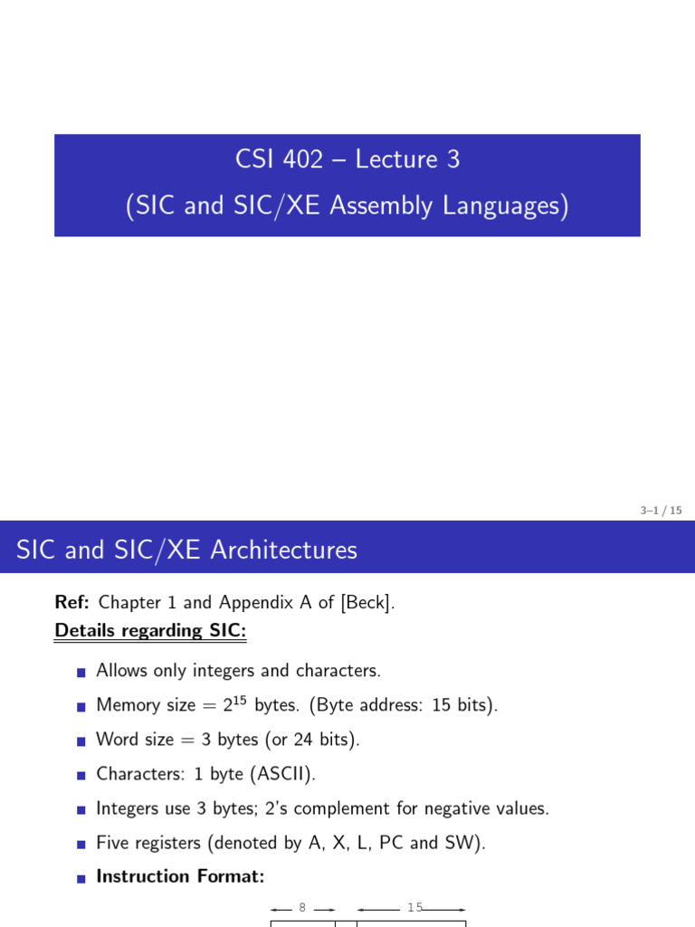 03 Lect3 SIC XE Programming | PDF | Integer (Computer Science) | Office Equipment