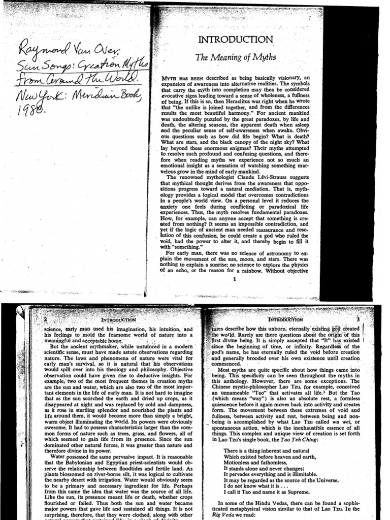 E.van Over-Introduction-The Meaning of Myths | PDF | Sigmund Freud | Dream