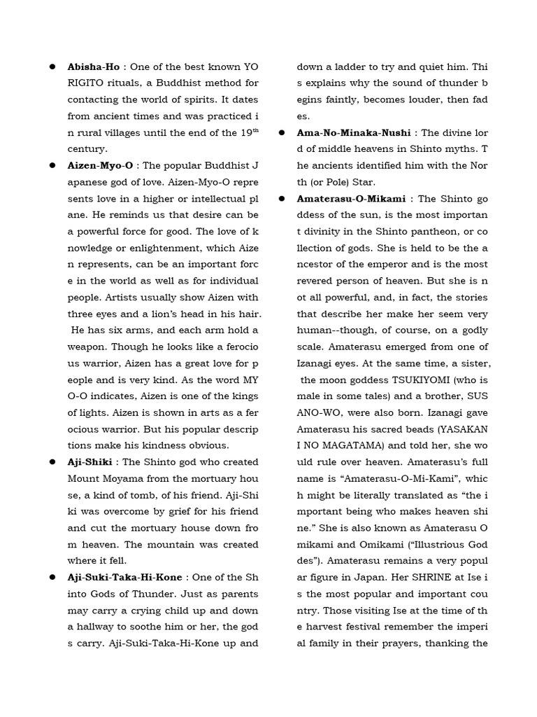 Japan Mythology | PDF | Shinto | Deities