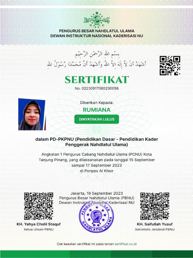 Sertifikat-PD PKPNU | PDF