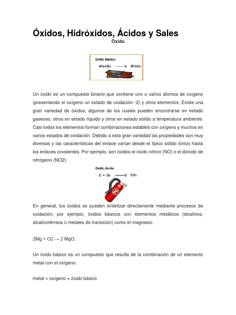 Óxidos | PDF | Óxido | Sal (química)
