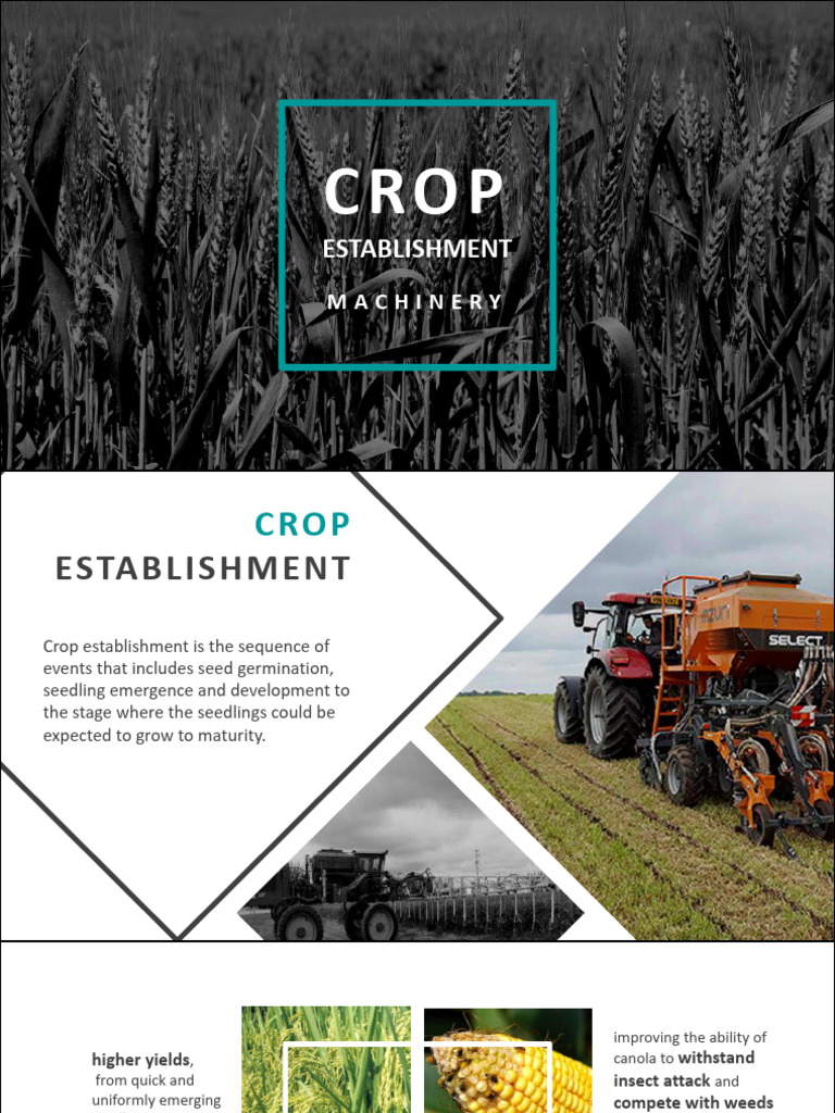 Crop Establishment Machinery Overview | PDF | Sowing | Plough