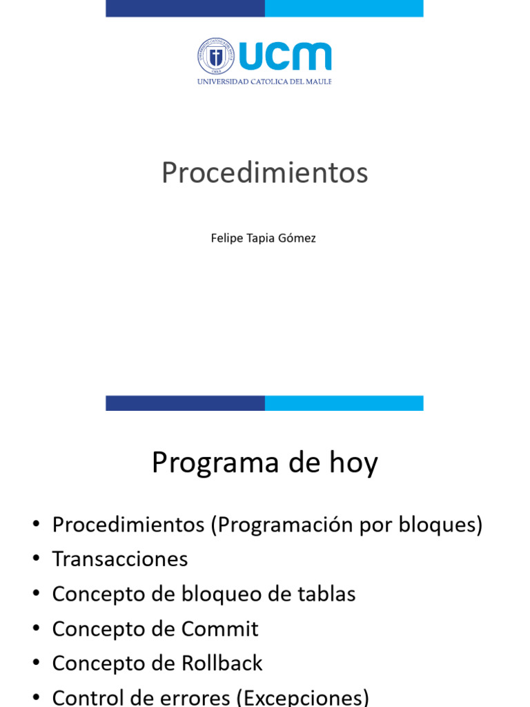 7 - Procedimientos | PDF | Lenguaje de programación | Pl / Sql