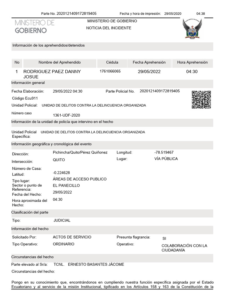 Parte Policial | PDF | Policía