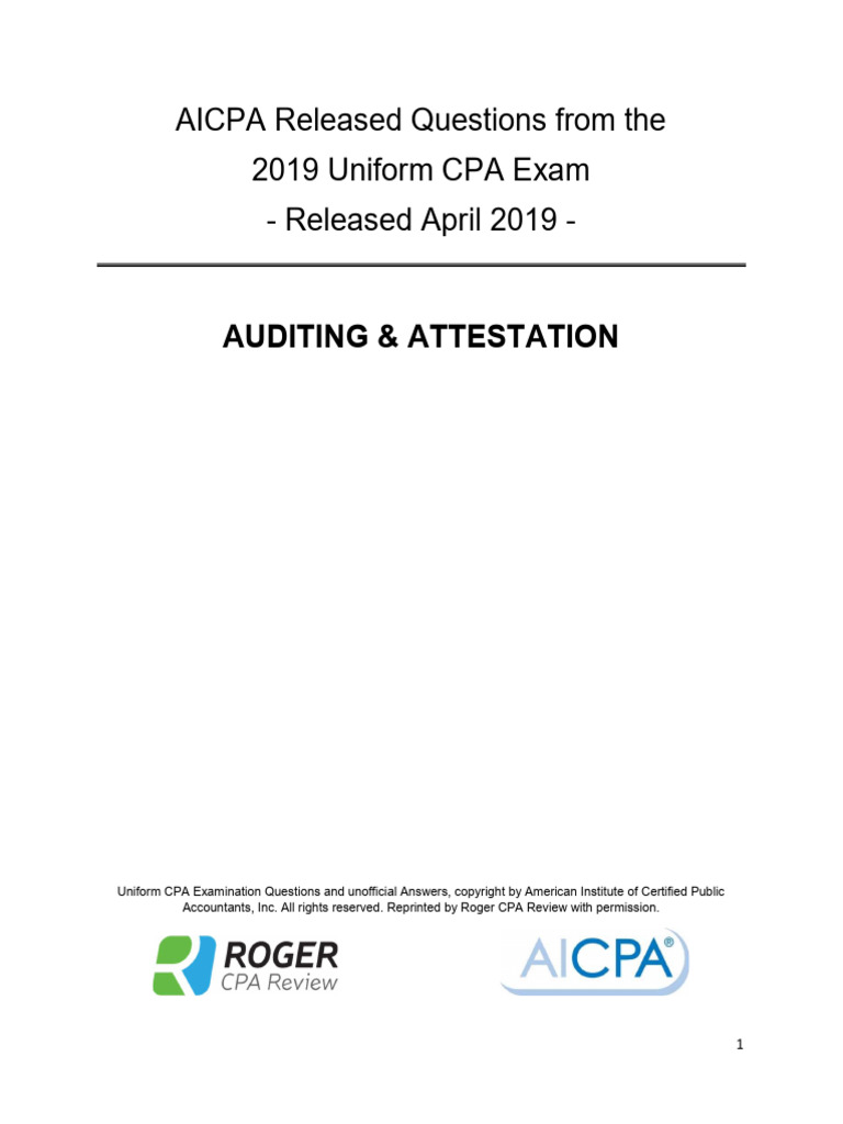 2019 AICPA Questions-AUD | PDF | Financial Audit | Audit