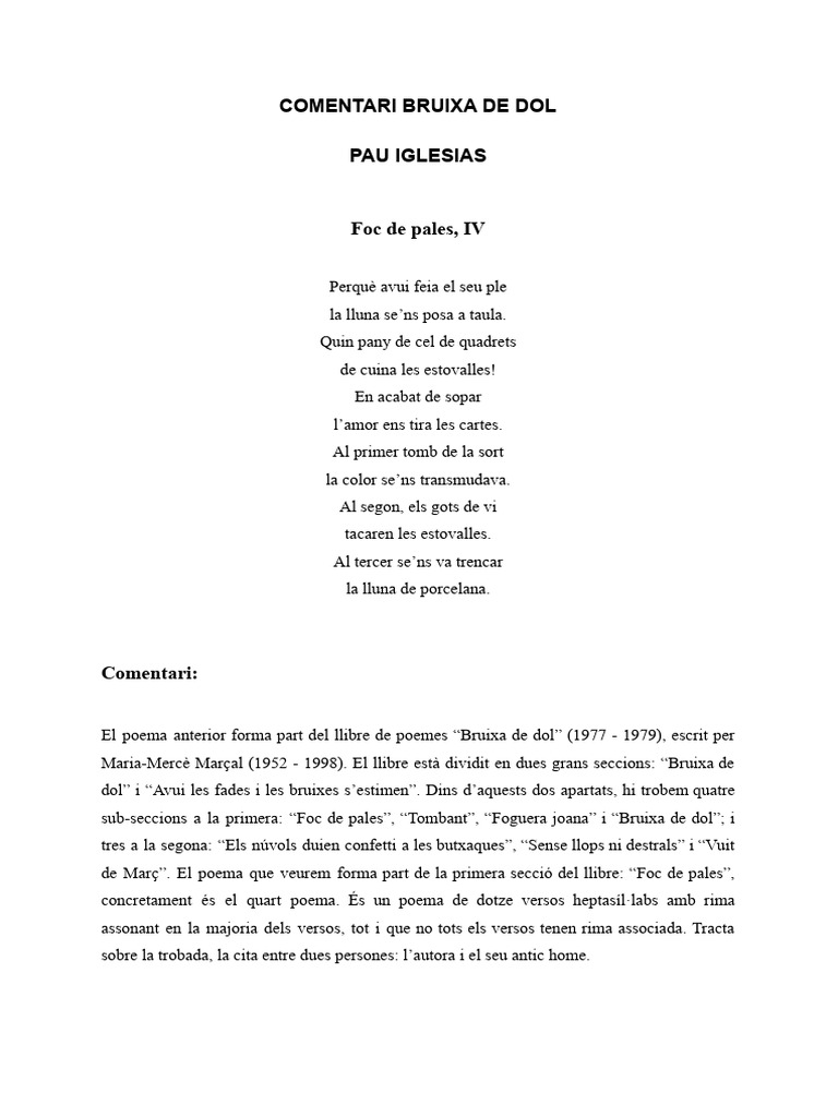 Comentari Bruixa de Dol | PDF