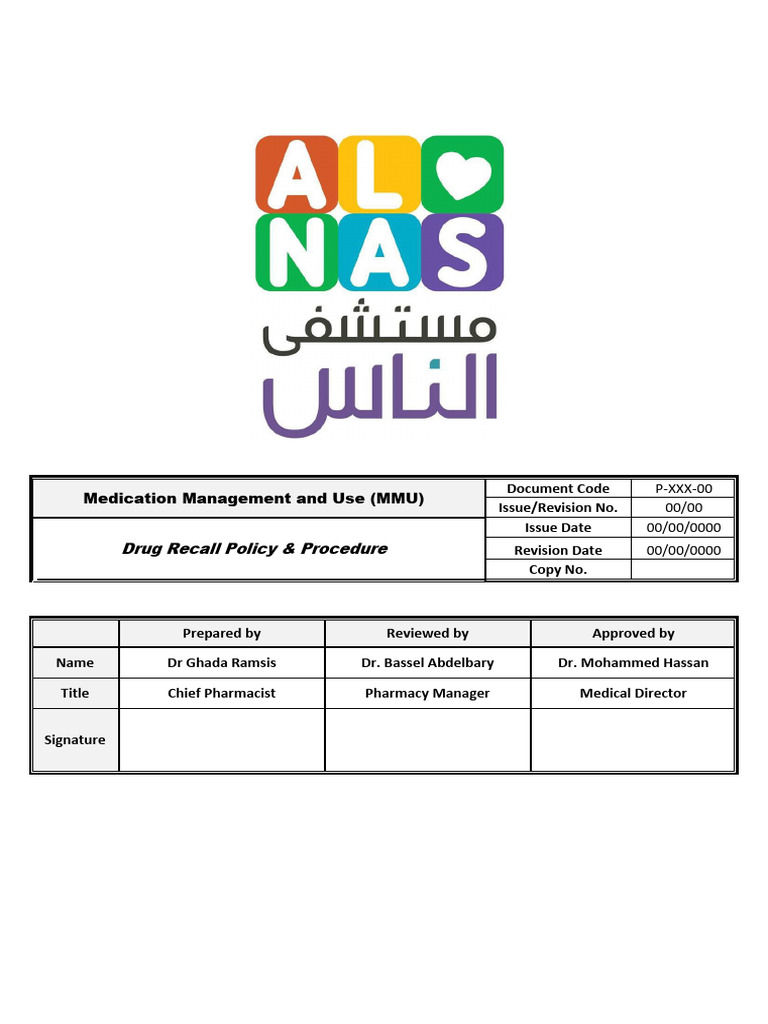 Drug Recall Policy & Procedure | PDF | Pharmacy | Patient