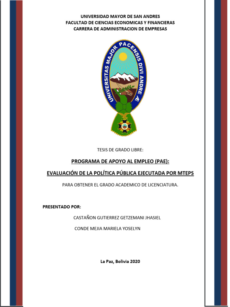 T-2731 Tesis Umsa | PDF | Desempleo | Empleo