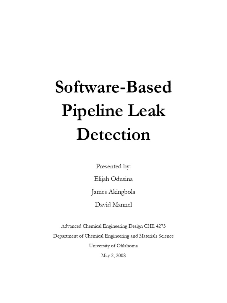 Software Based Leak Detection Pdf Fluid Dynamics Physical Sciences