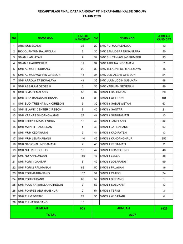 Rekap Final Data PT. Hexapharm (Kalbe Group) | PDF
