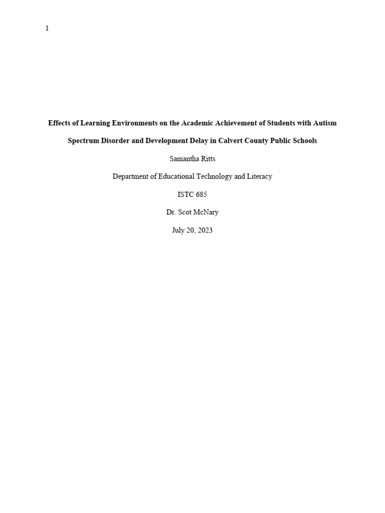 Ritts - Research Proposal | PDF | Individualized Education Program | Special Education