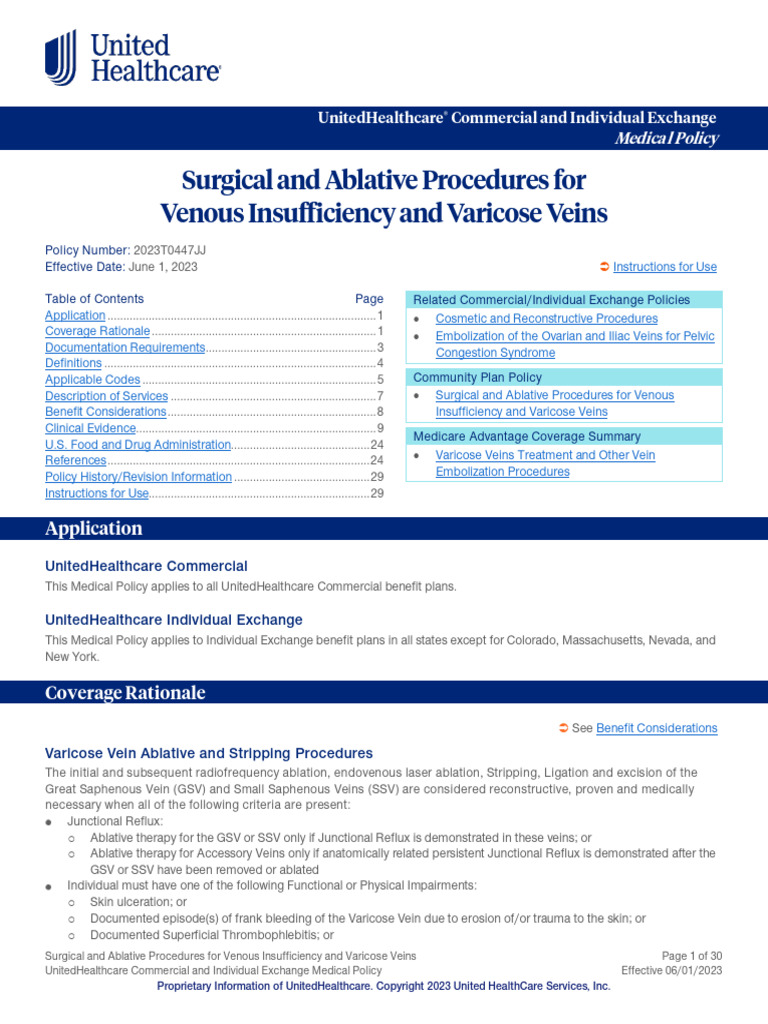 Surgical Ablative Procedures Venous Insufficiency Varicose Veins | PDF ...
