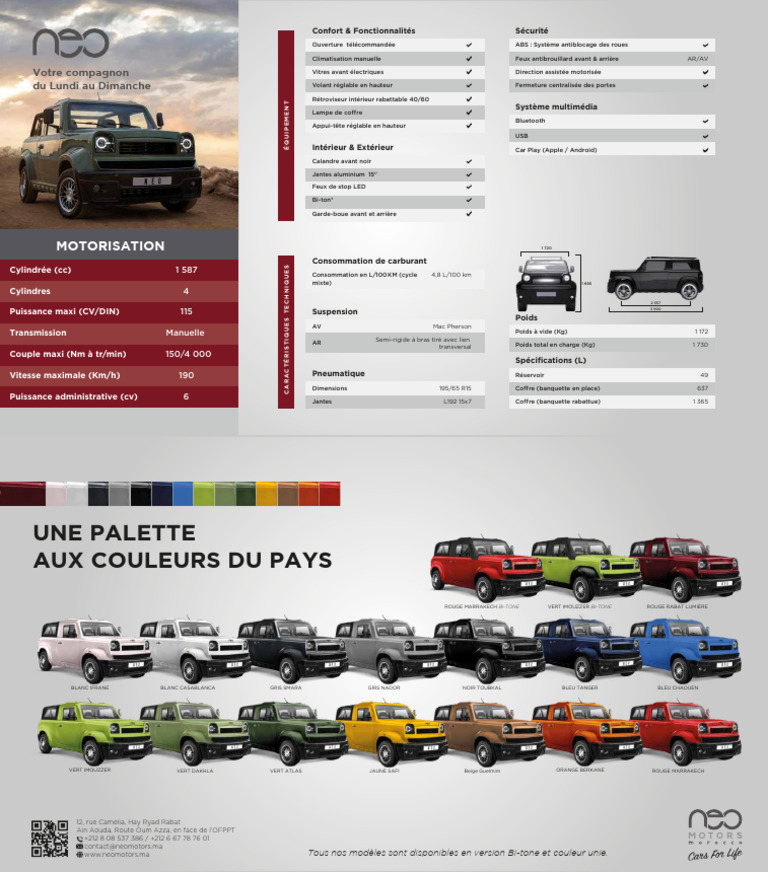 Fiche Technique du Véhicule Neo Motors | PDF | Véhicules à roues ...