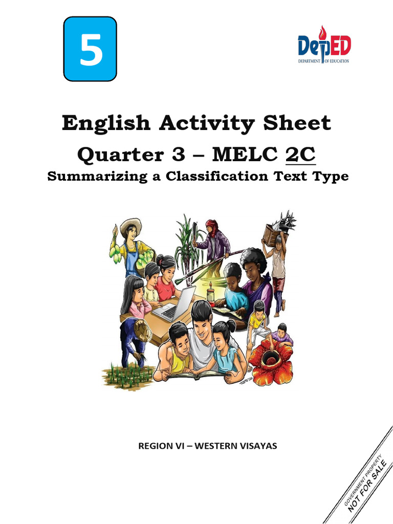 RTP Las English 5 Q3 Melc 2C - Summarizing Classification Text Type ...