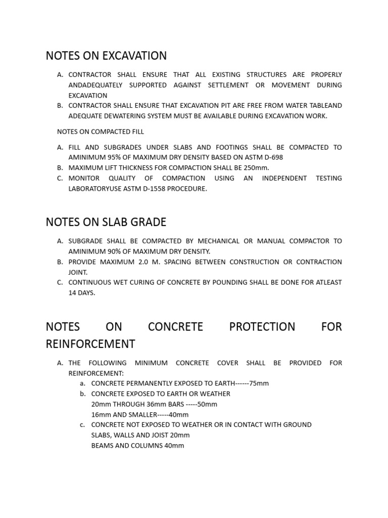 Notes On Excavation | PDF | Concrete | Beam (Structure)