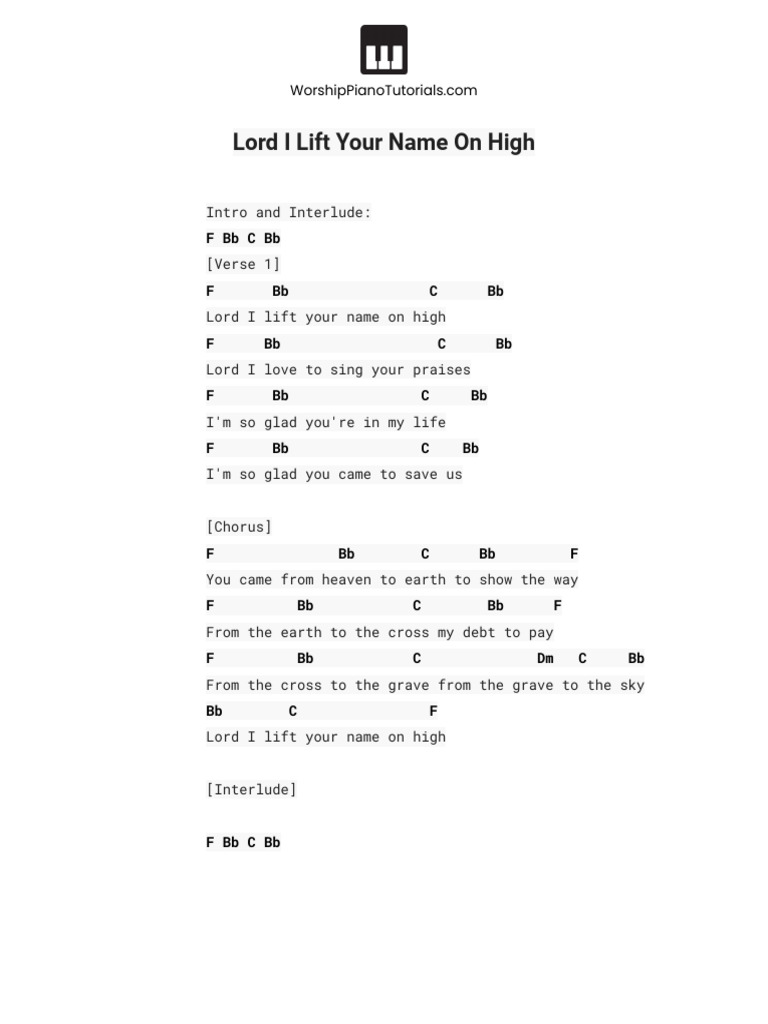 Lord I Lift Your Name On High Chords | PDF