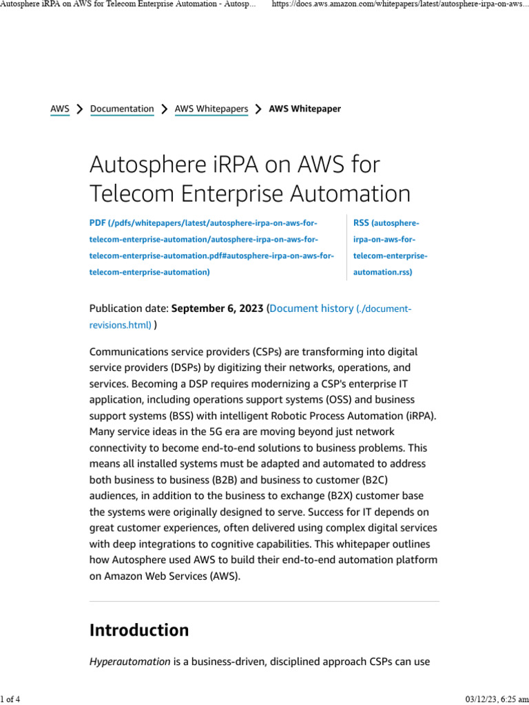 Autosphere iRPA On AWS For Telecom Enterprise Automation - Autosphere ...