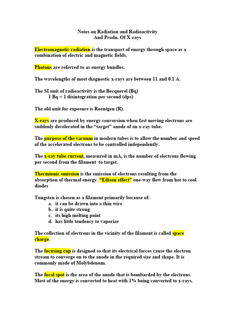 Notes On Radn and Radioactivity | PDF | X Ray | Attenuation