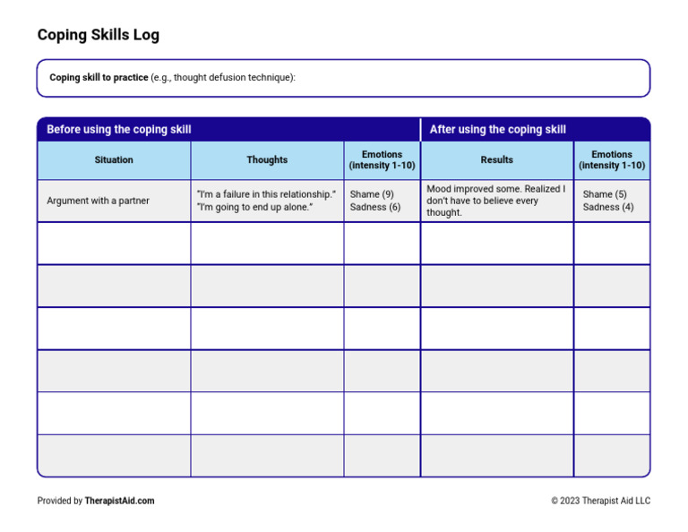 Coping Skills Log | PDF