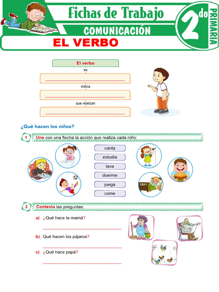El Verbo Para Segundo Grado De Primaria Pdf Verbo Gramática