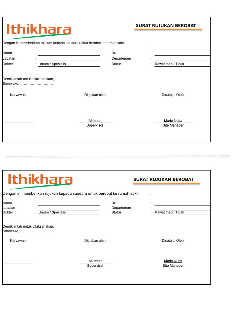 Form Rujukan Berobat | PDF