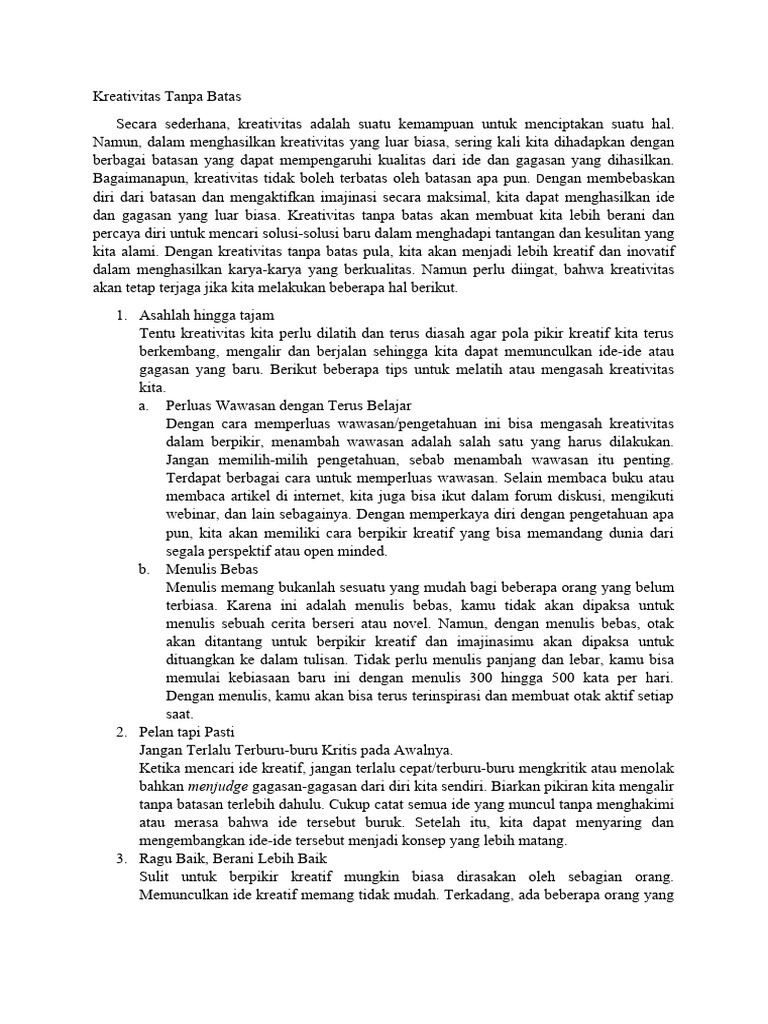 Mengasah Kreativitas Tanpa Batas | PDF