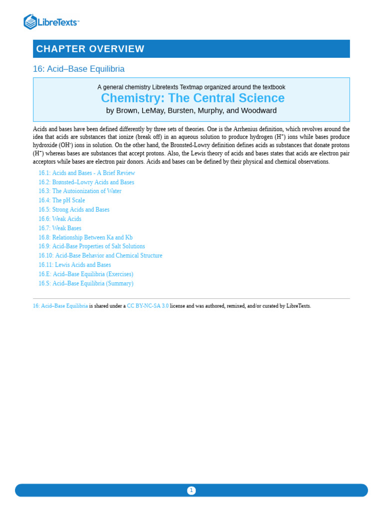 Acid-Base Equilibria - Libre Texts | PDF | Acid | Hydroxide