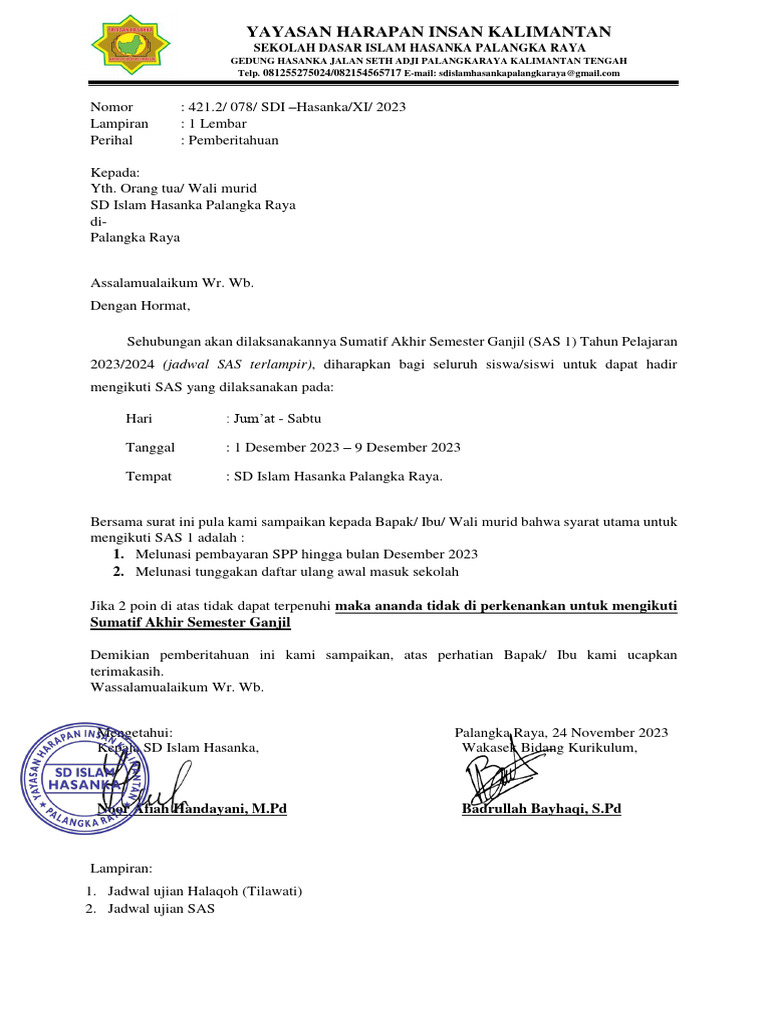 Surat Pemberitahuan SAS 1 | PDF