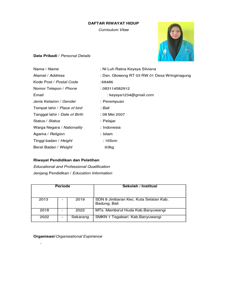 CV Ni Luh Ratna Keysya Silviana | PDF
