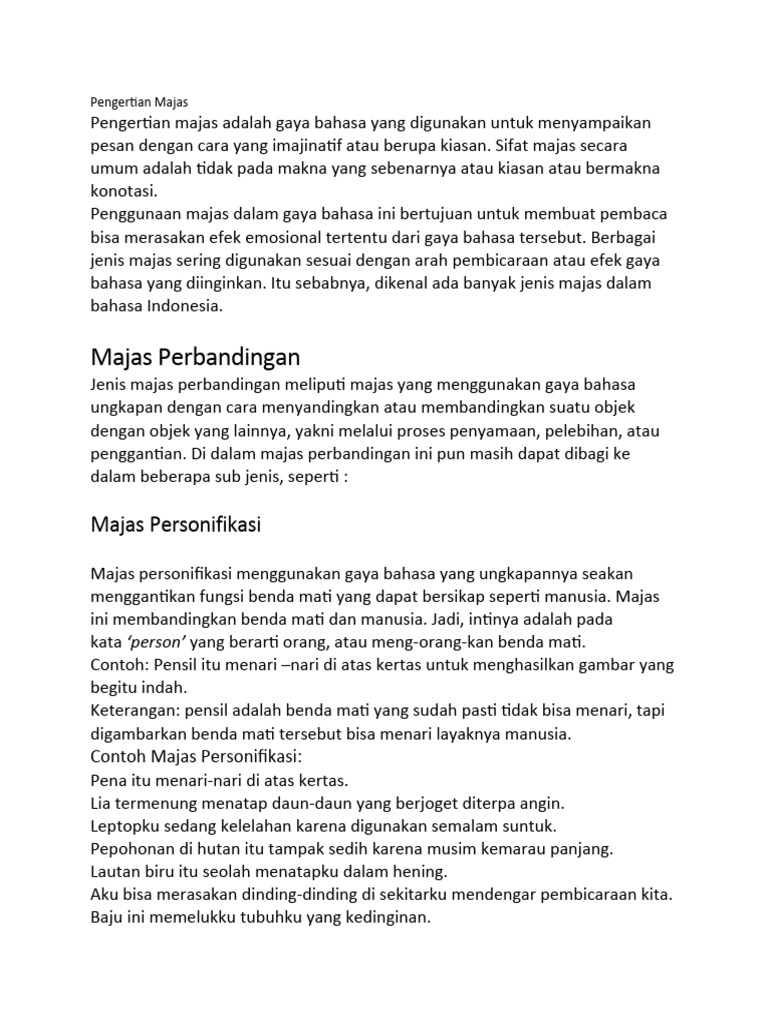 Pengertian Majas | PDF