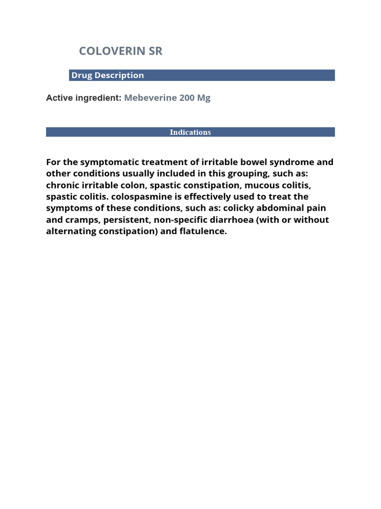 Coloverin SR | PDF | Wellness