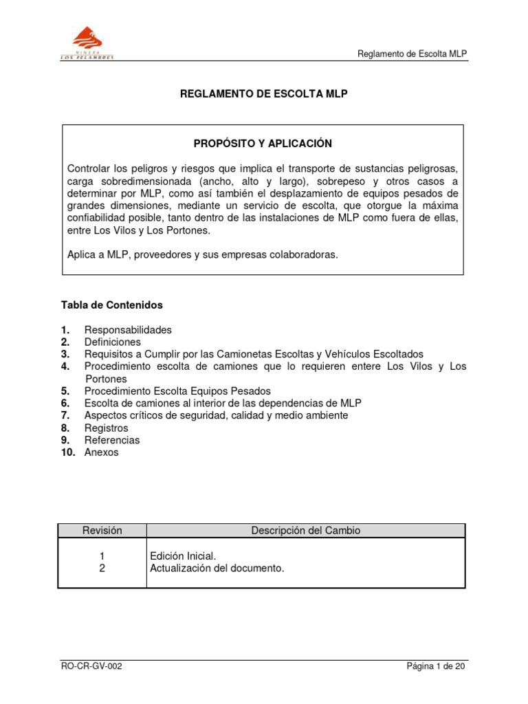 Reglamento de Camionetas Escoltas MLP | PDF | Ácido clorhídrico | Cloro