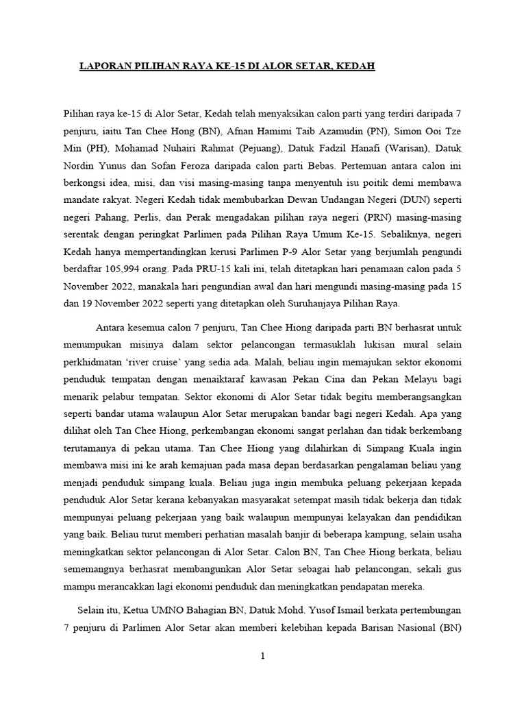 Laporan PRU Kedah (AOR) | PDF