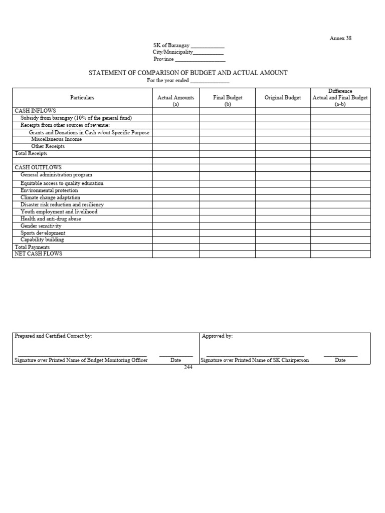 Annex 38-STATEMENT OF COMPARISON OF BUDGET AND ACTUAL AMOUNT | PDF ...
