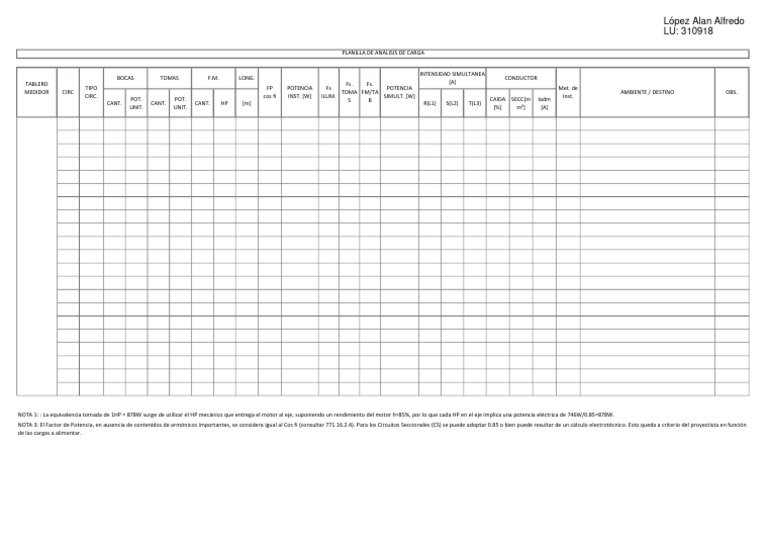 Planilla de Carga | PDF | Ingeniería | Electricidad
