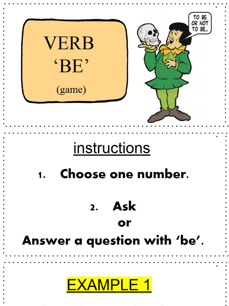 Verb Be - Game | PDF