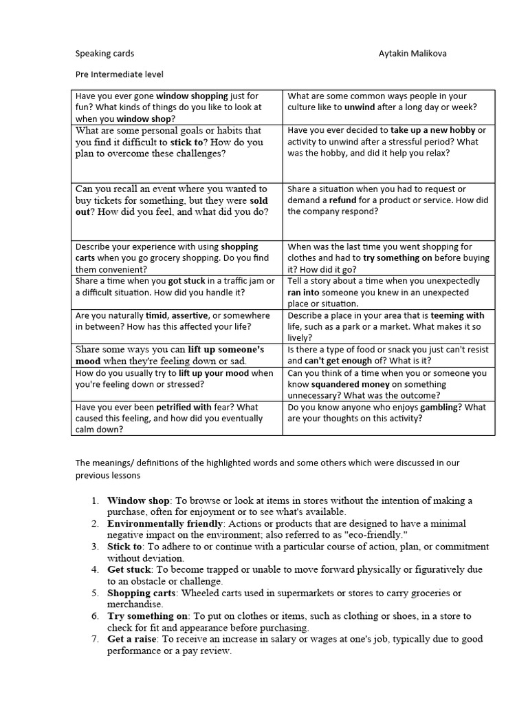 Conversation Starters for Learners | PDF | Psychology | Behavioural ...