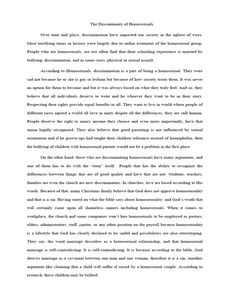 Position Paper On Homosexuals | PDF | Homosexuality | Discrimination