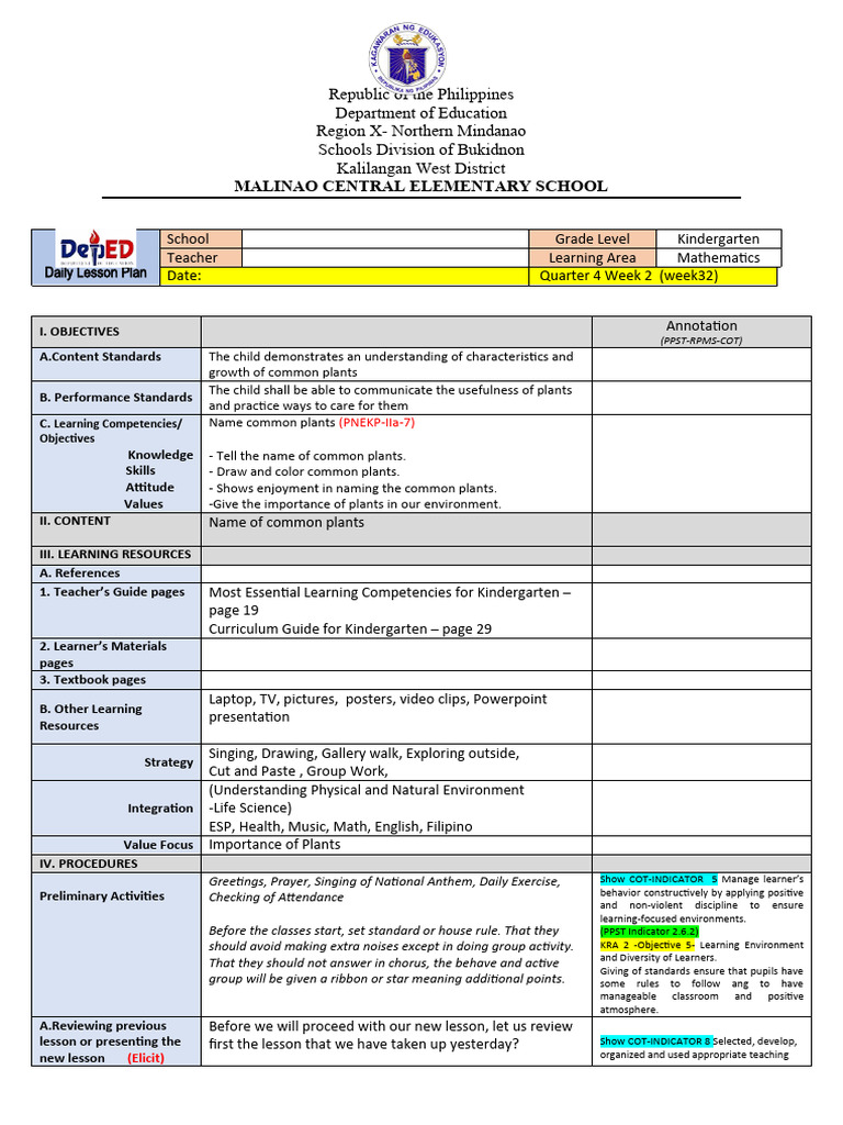 2 DLP Kinder Week 31 English | PDF | Learning | Educational Assessment