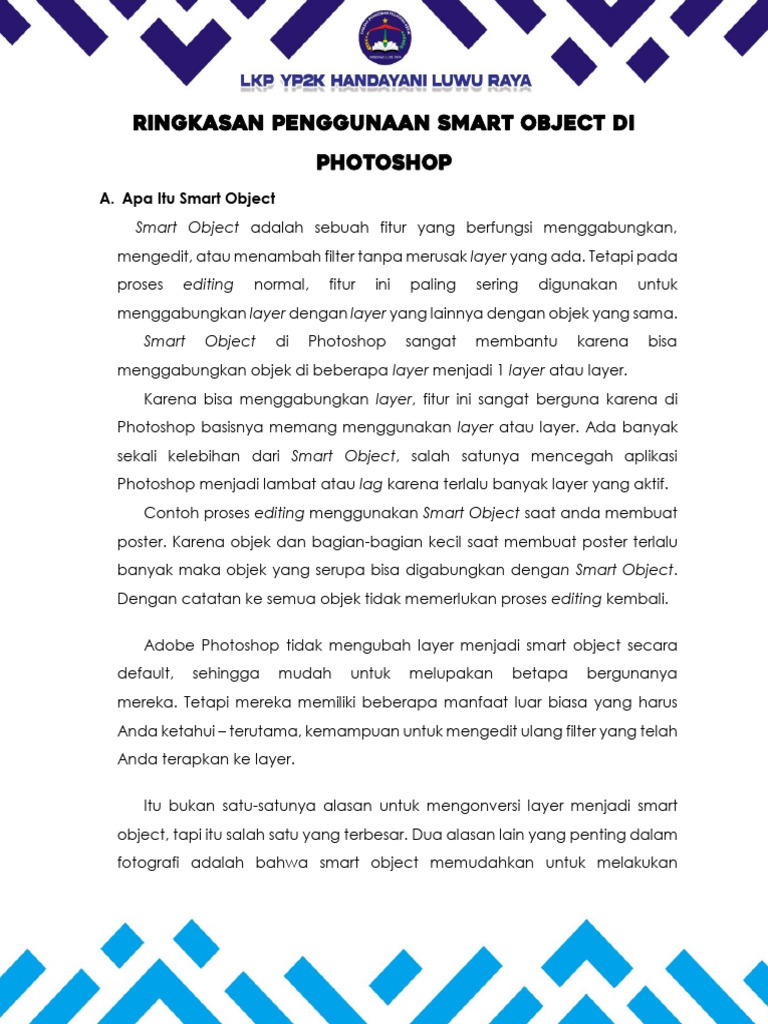 05 Ringkasan Penggunaan Smart Object Di Aplikasi Photoshop | PDF