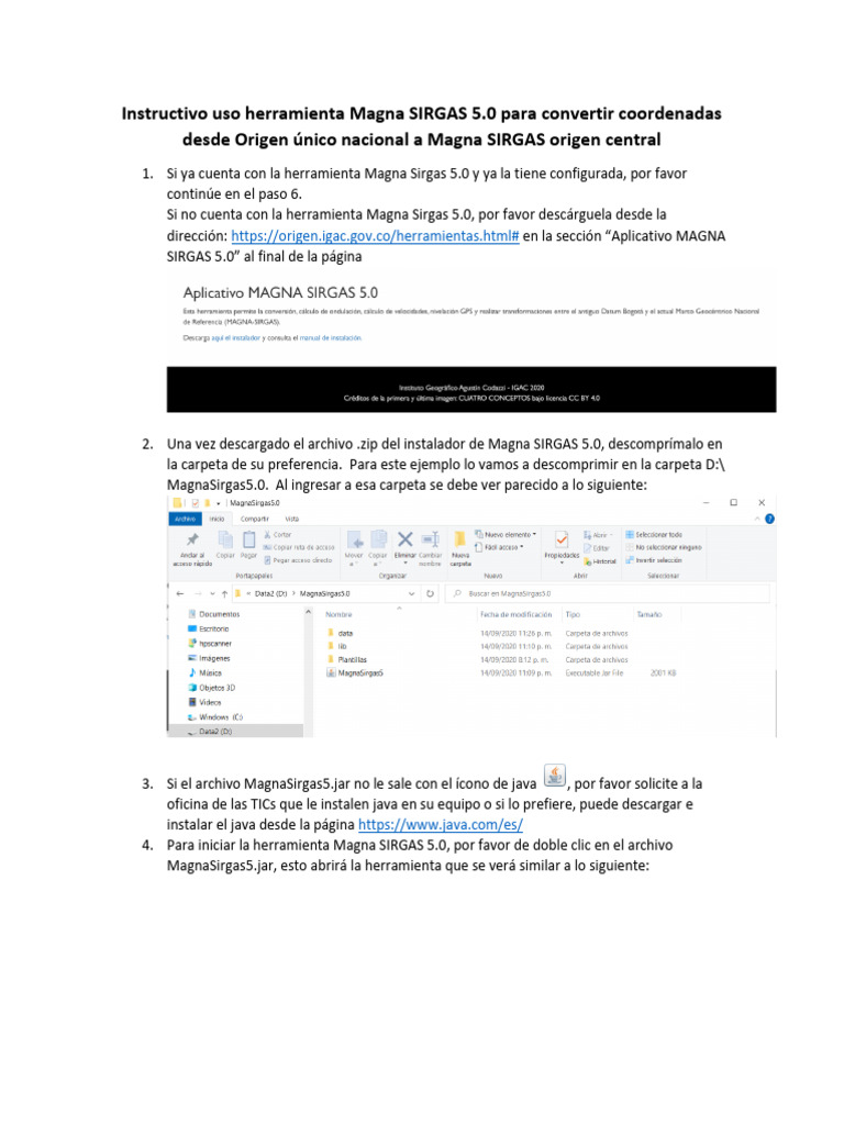 Instructivo Uso Herramienta Magna SIRGAS 5 | PDF | Ventana (informática) | Informática