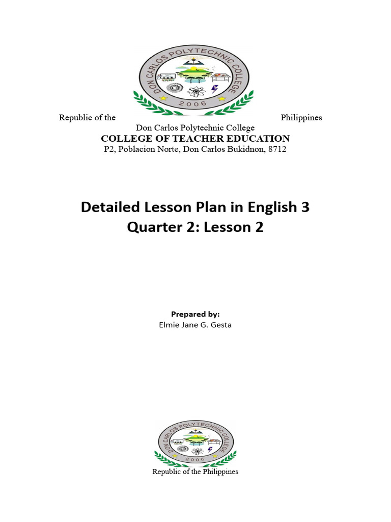 Detailed Lesson Plan: Adjectives in English 3 | PDF | Adjective | Noun